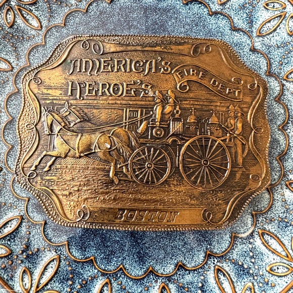 Vintage | Accessories | Vintage Brass Americas Heros Boston Fire ...
